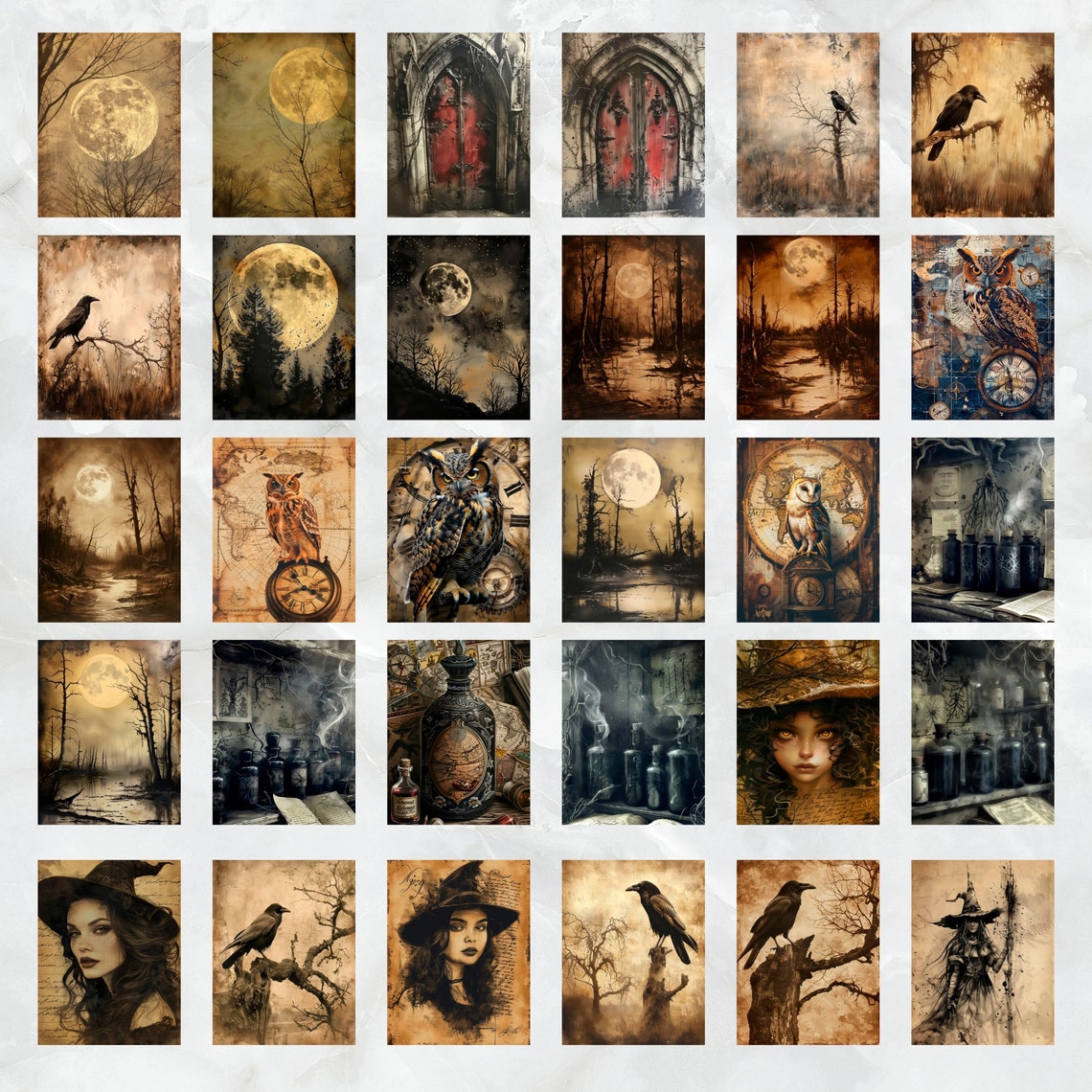 Big Bundle Dark Fantasy Journal Page, Dark Creepy Forest, Halloween ...