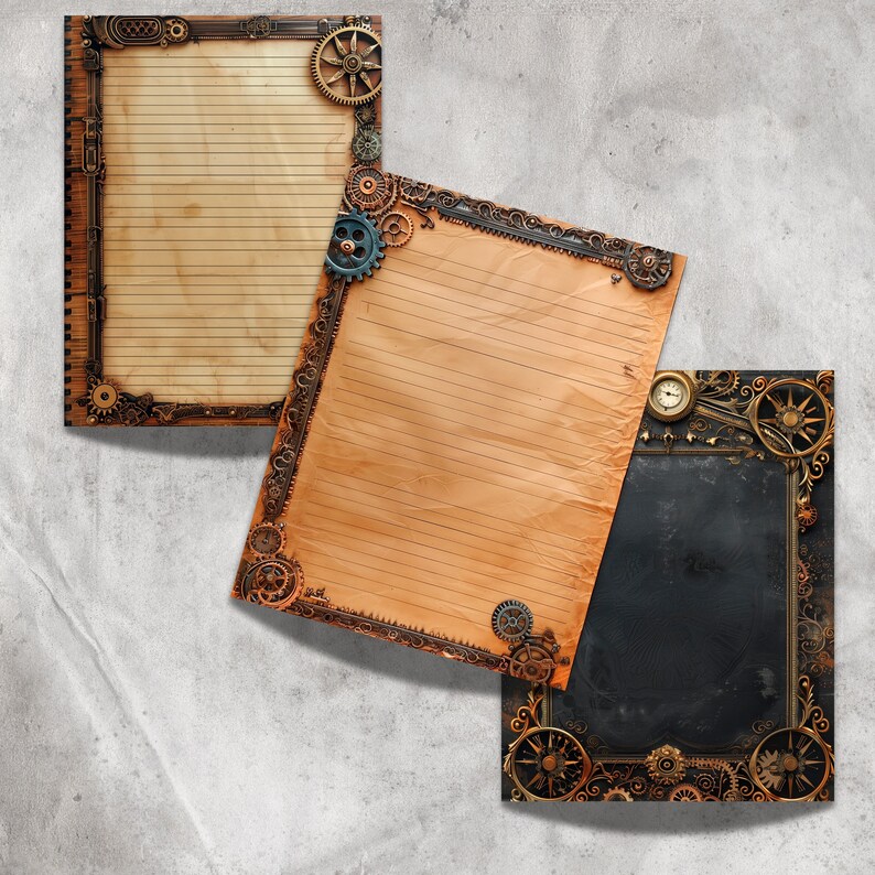 Steampunk Borders Paper, Digital Grunge Backdrops,printable, Industrial ...