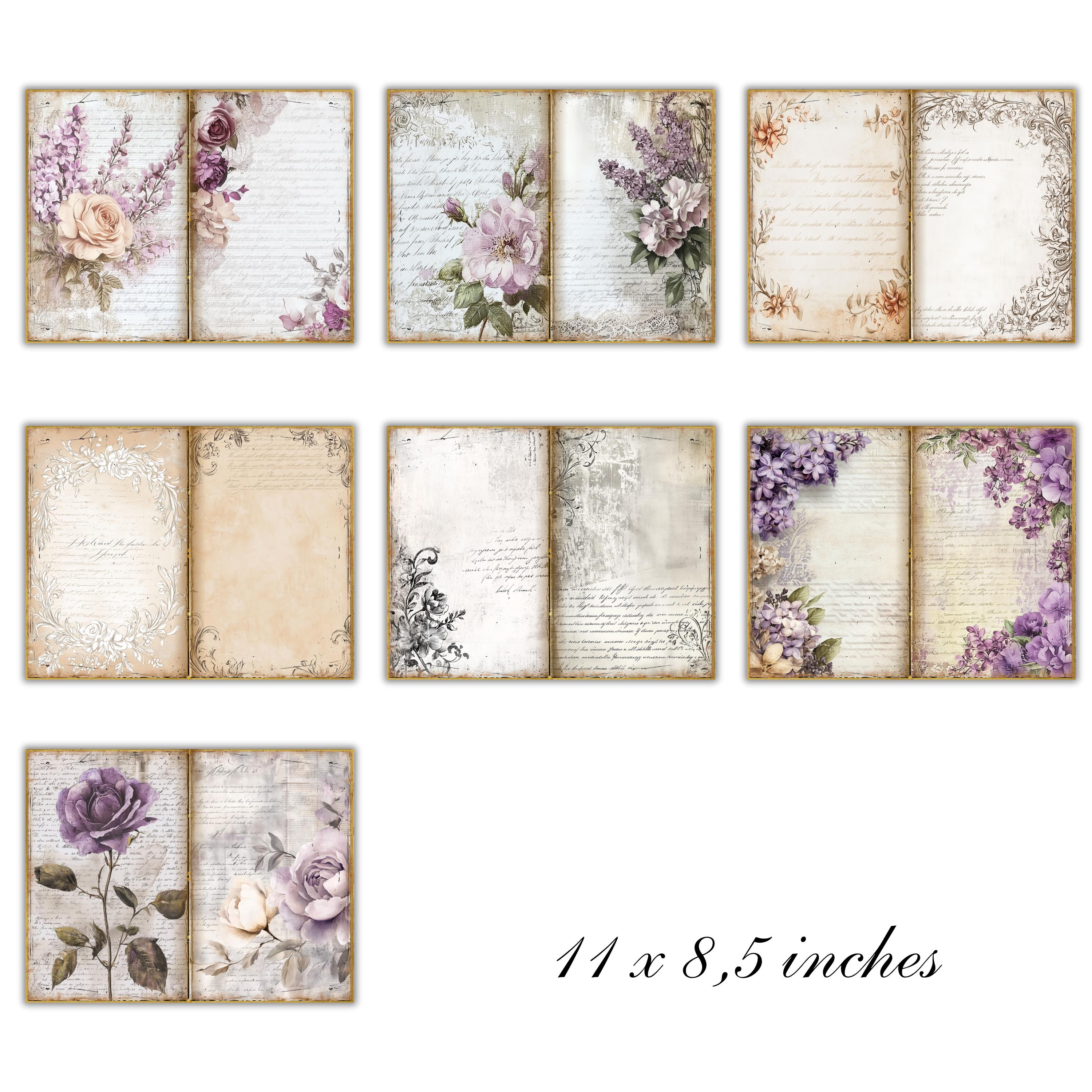 Printable Junk Journal Folio Kit, Printable Purple Paper, Vintage ...
