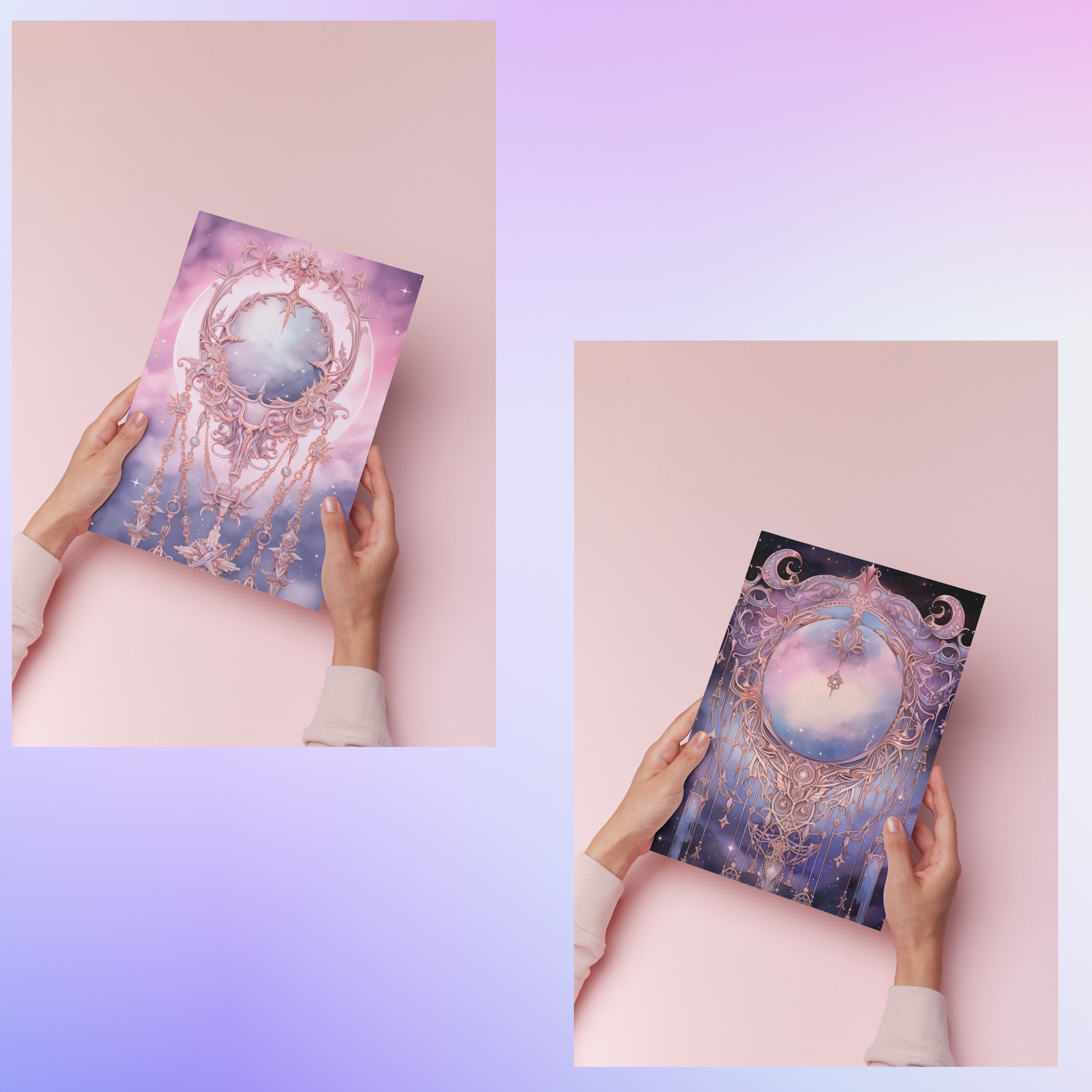 Lunar Celestial Collage Kit, Vintage Night Sky Printable, Mystical ...