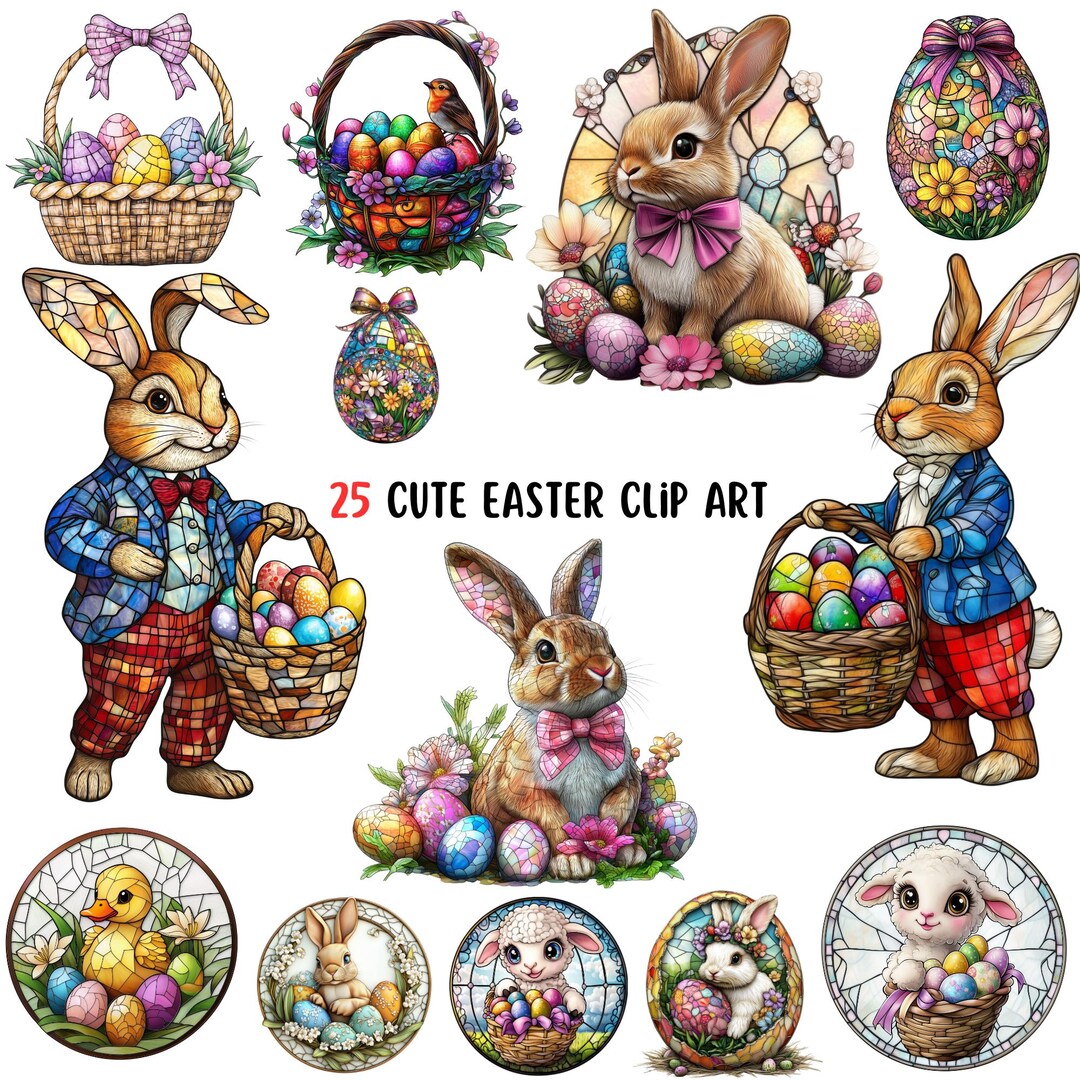 Cute Easter Clip Art, Card Making, Spring Rabbit Png, Paper Craft ...