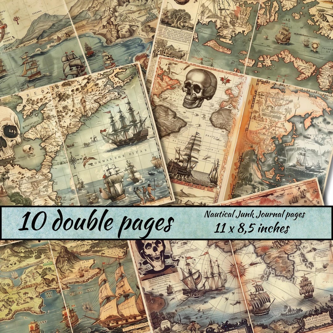 Nautical Junk Journal Pages, Sea Ephemera, Shabby Chic Beach, Marine ...