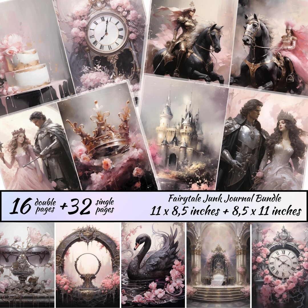 Fairytale Junk Journal Bundle, Scrapbook Paper Kit, Fantasy Collage ...