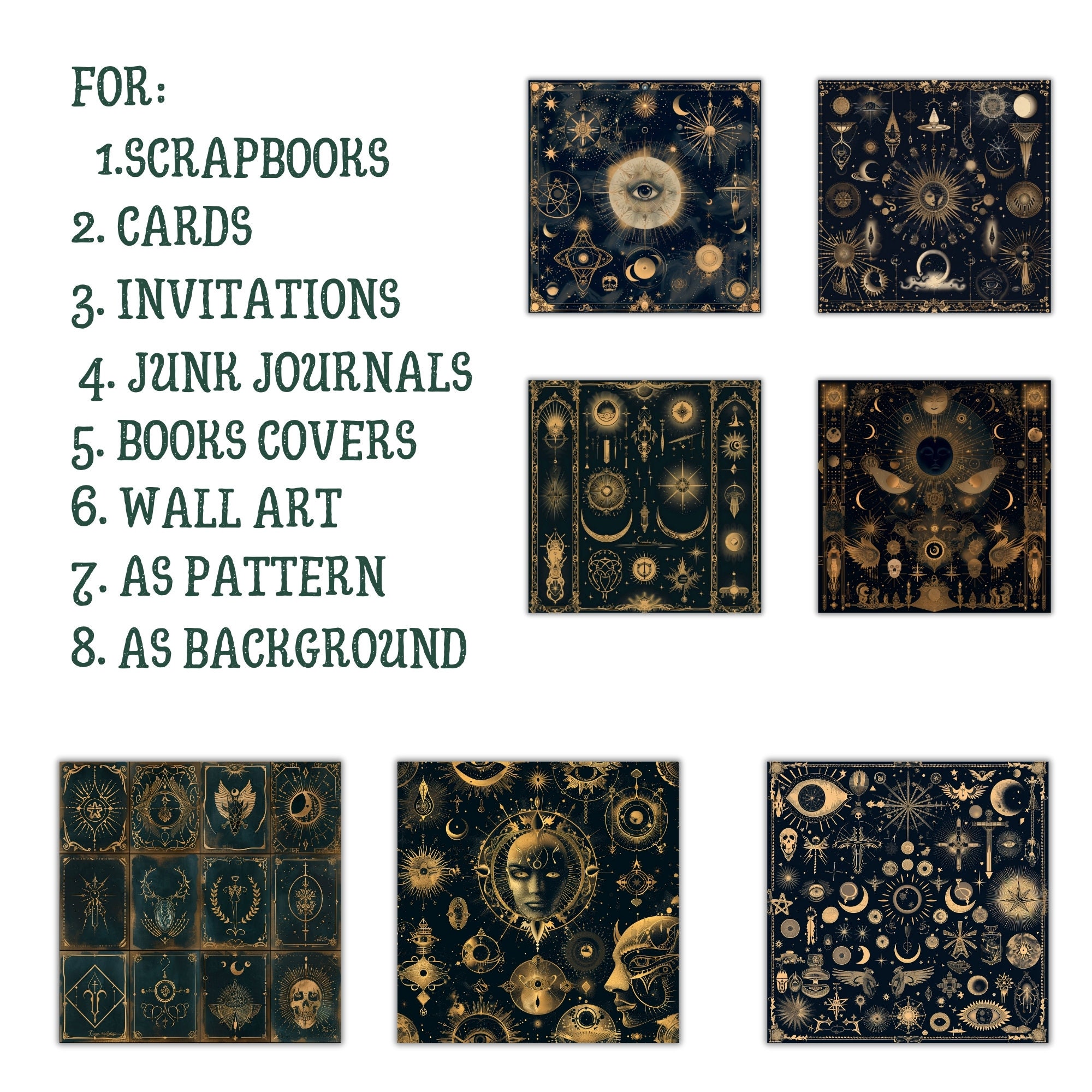 Mystical Journal Digital Paper, Witch Junk Journal Paper Pack ...