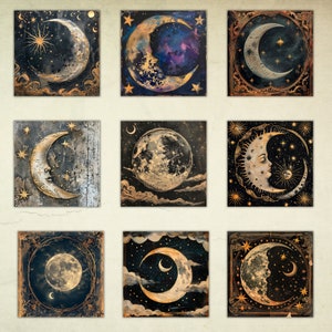 Retro Moon Pages Digital, Download Moon Junk Journal, Printable Lunar ...