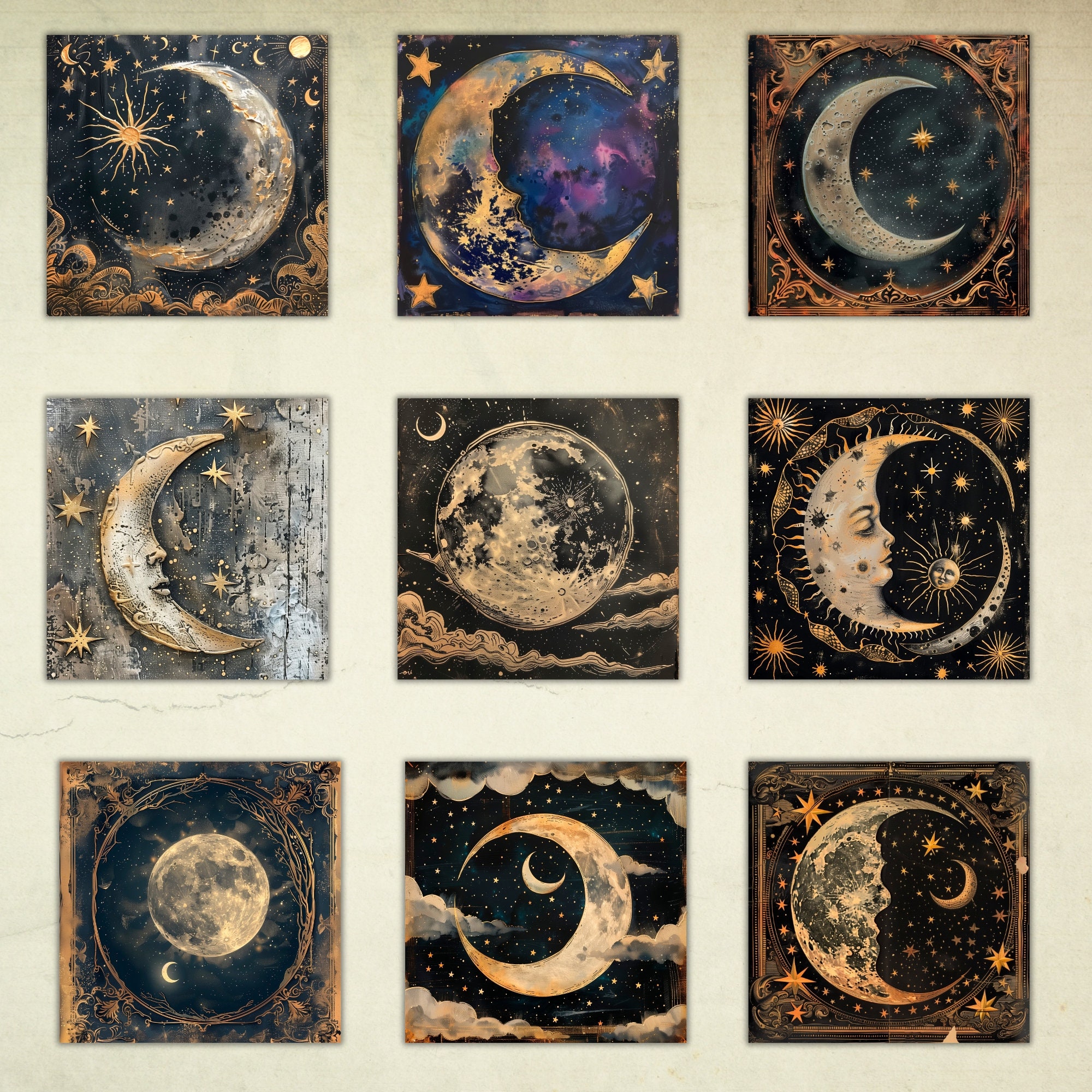 Retro Moon Pages Digital, Download Moon Junk Journal, Printable Lunar ...