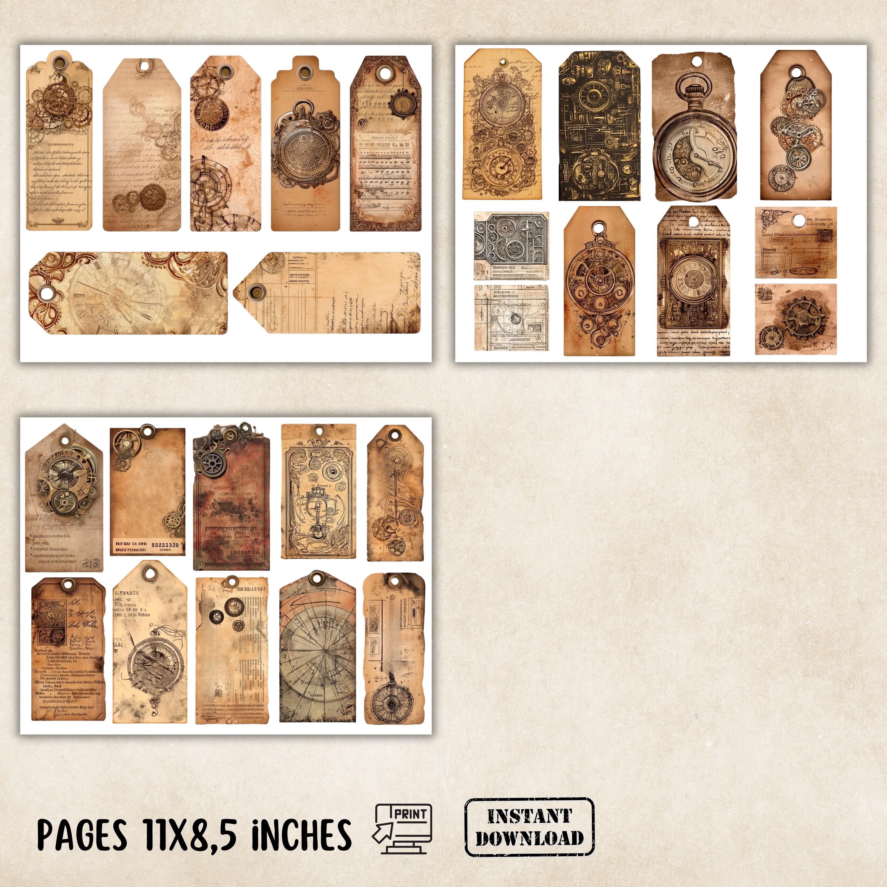 Vintage Steampunk Ephemera, Printable Grunge Label, Tag, Printable ...