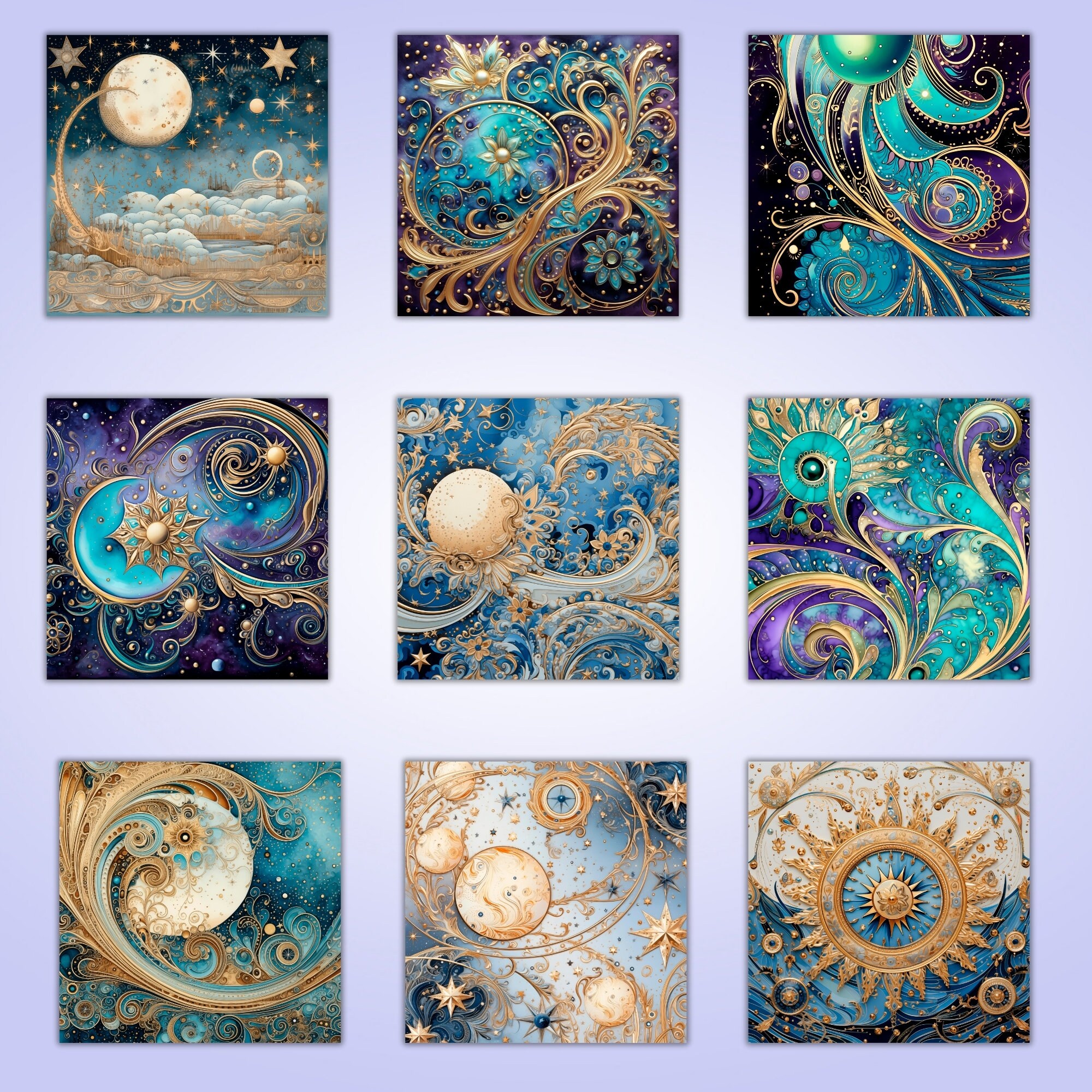Celestial Galaxy Bundle Printable Papers, Download Printable Scrapbook ...