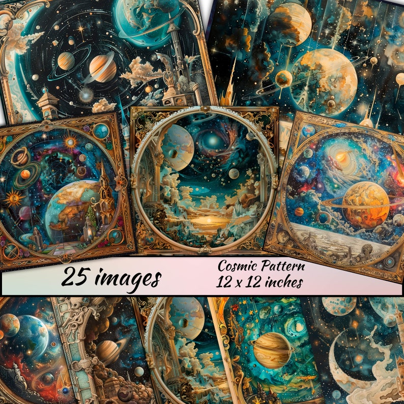 Cosmic Pattern Printable, Galaxy Backdrop, Outer Space Paper, Magic ...