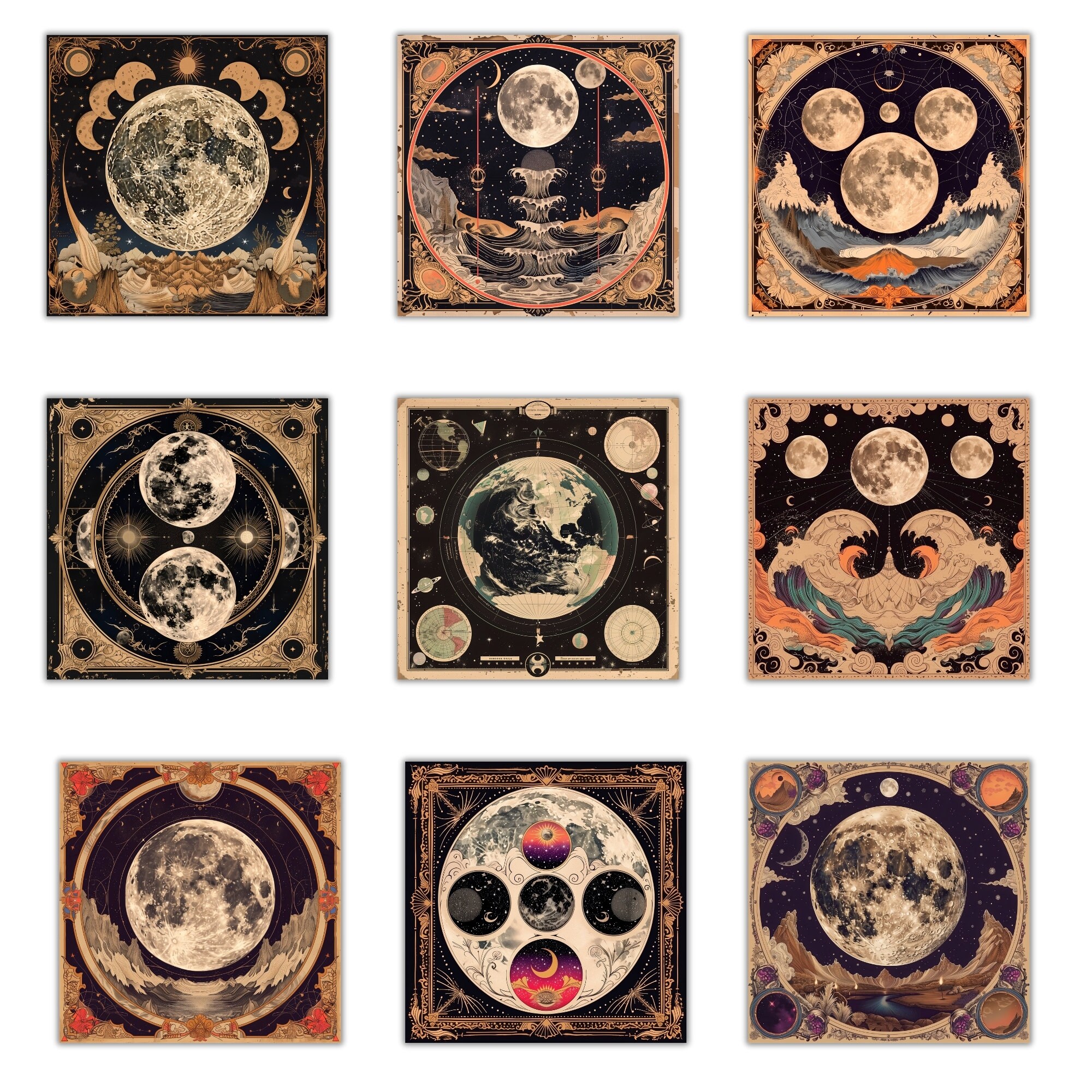 Magic Moon Digital Paper, Download Magic Moon Printable Scrapbook Paper ...