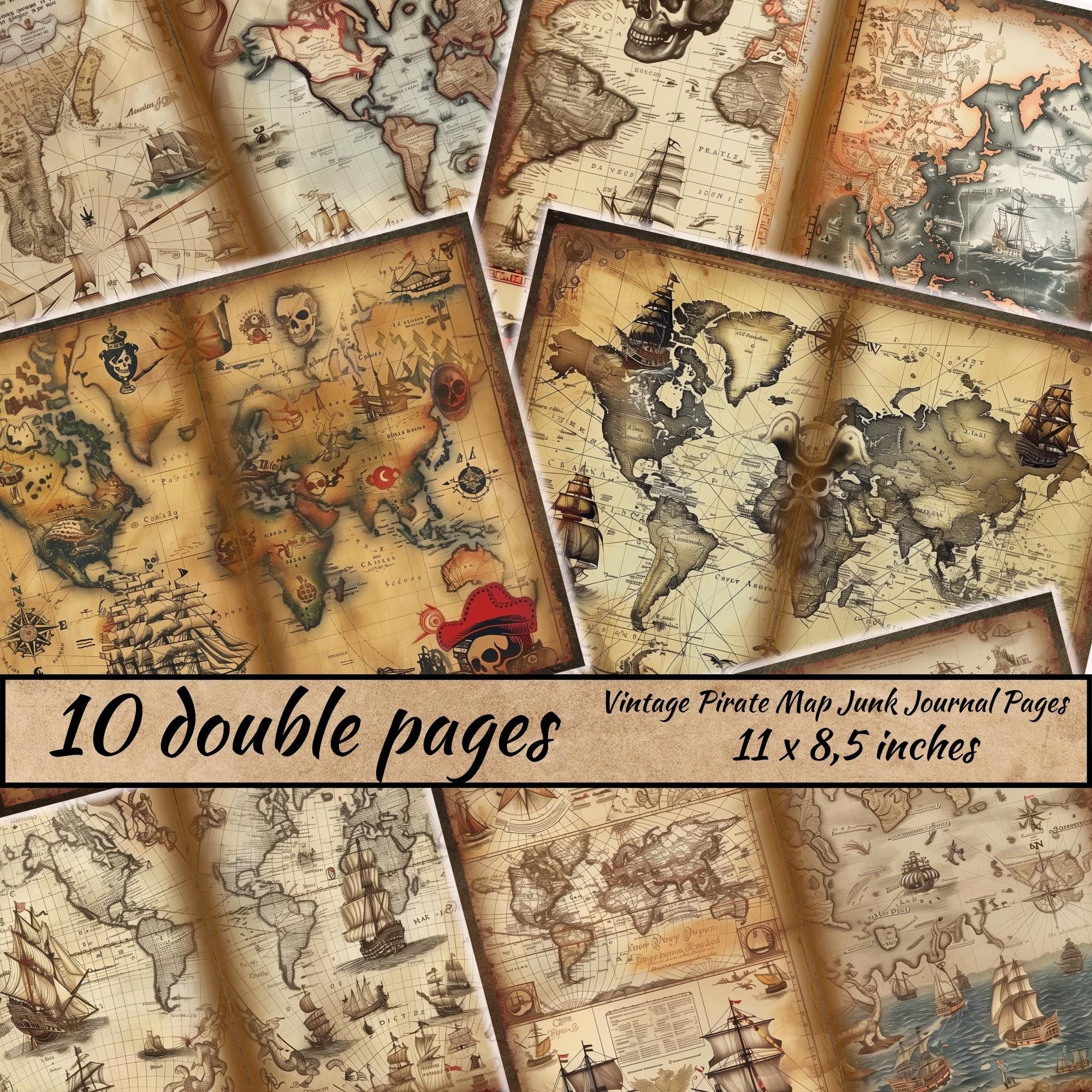 Vintage Pirates Junk Journal Pages, Nautical Junk Journal, Pirates Ship ...