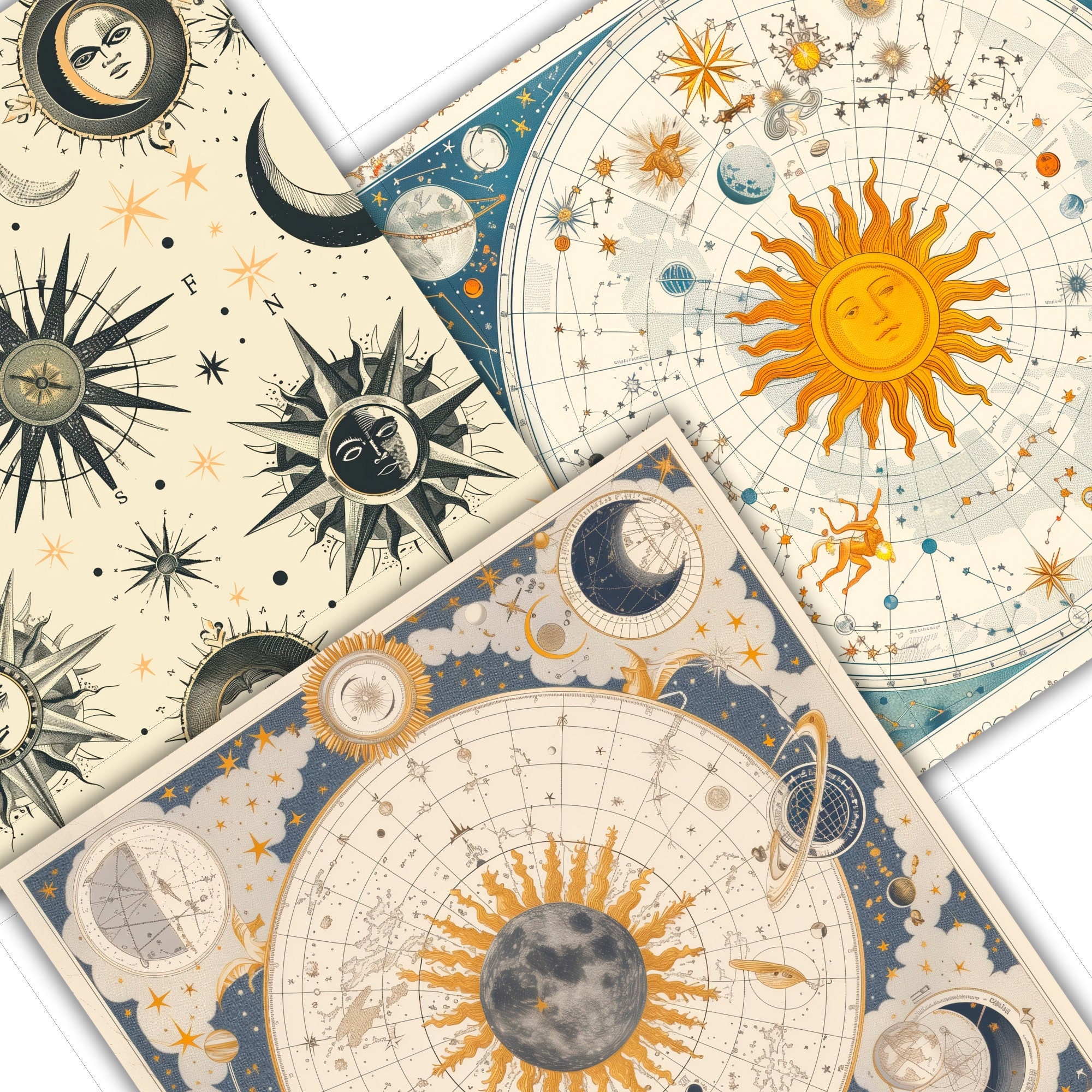 Magical Galaxy Digital Paper, Download Zodiac Printable Scrapbook Paper ...