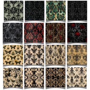 Vintage Gothic Seamless Digital Paper, Skull Halloween Scrapbook Paper ...