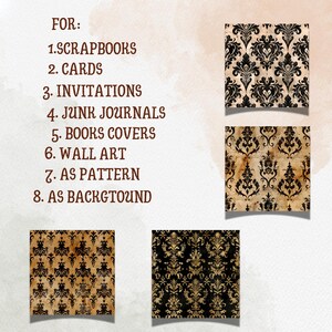 Vintage Gothic Seamless Digital Paper, Skull Halloween Scrapbook Paper ...