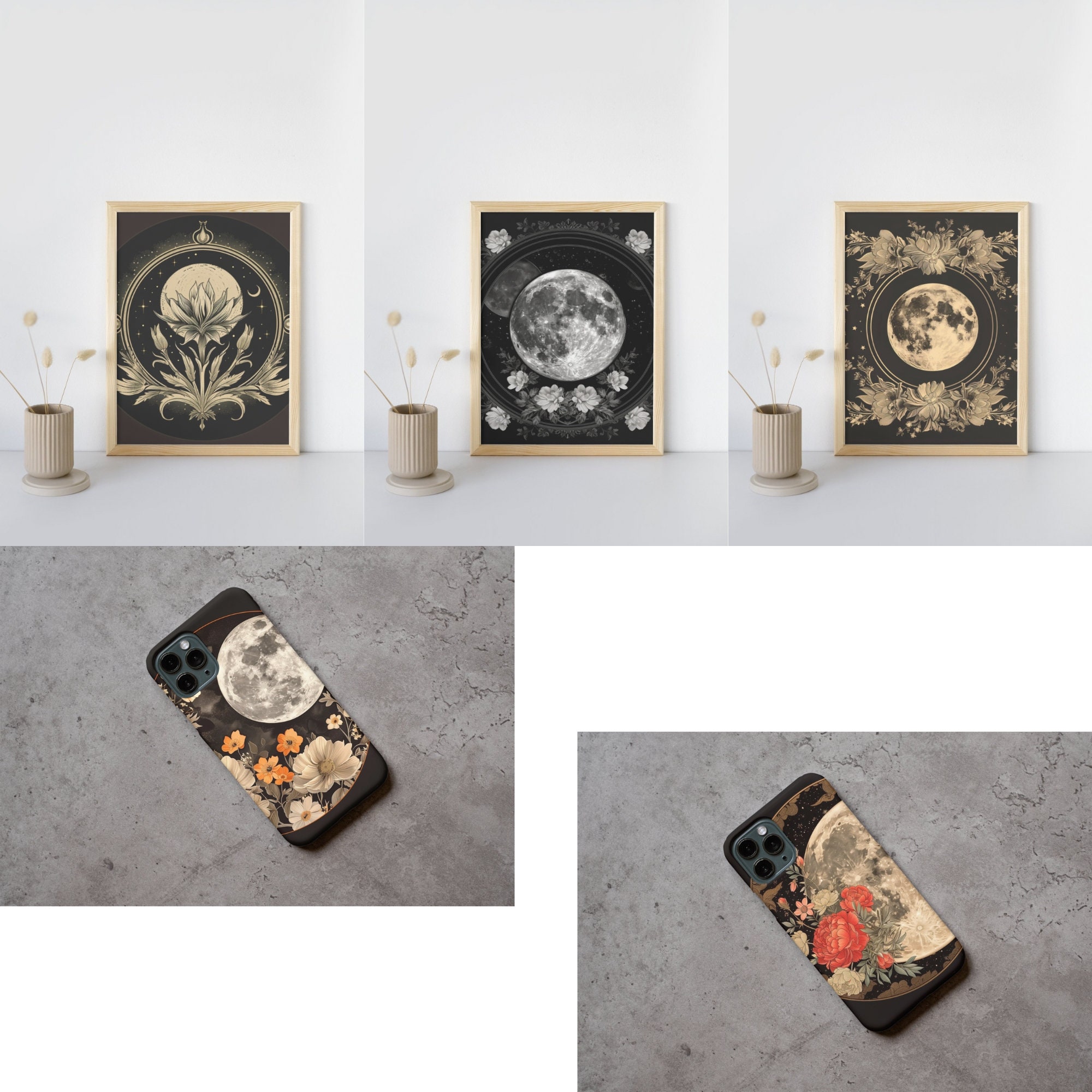 Enchanted Moon Digital Cards, Download Celestial Printable Scrapbook ...