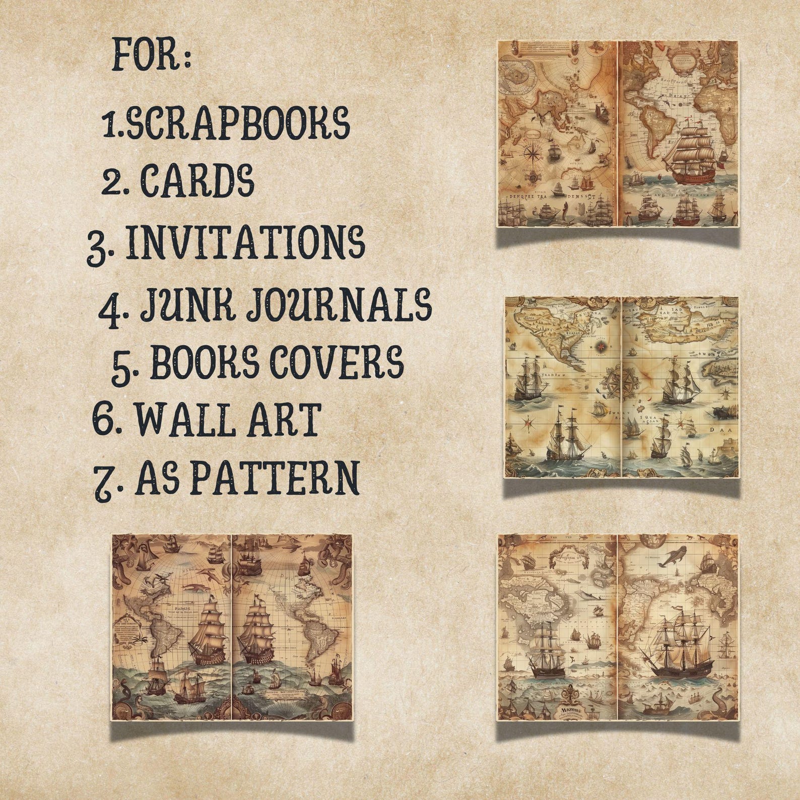 Pirate Ships Junk Journal Pages, Junk Journal Supplies, Vintage Journal ...