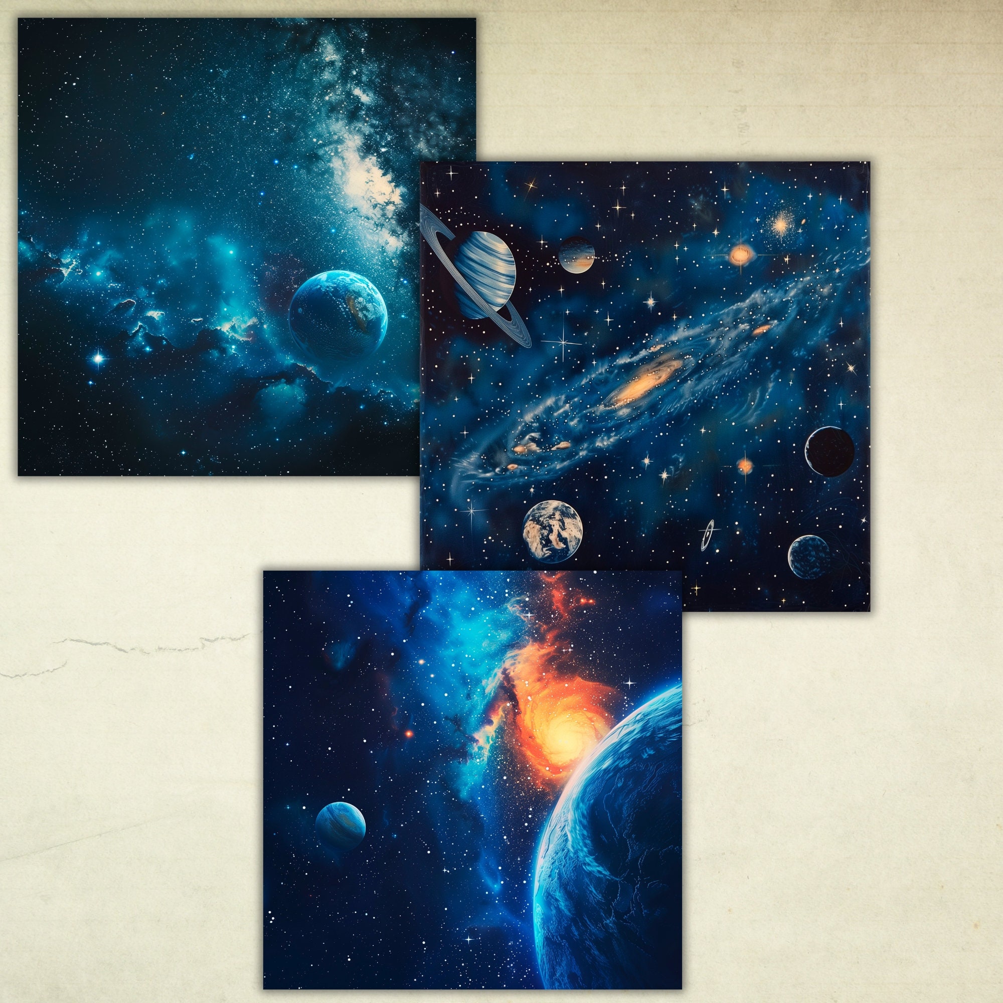 Galaxy Stars Digital Paper, Space Background, Cosmic Junk Journal ...