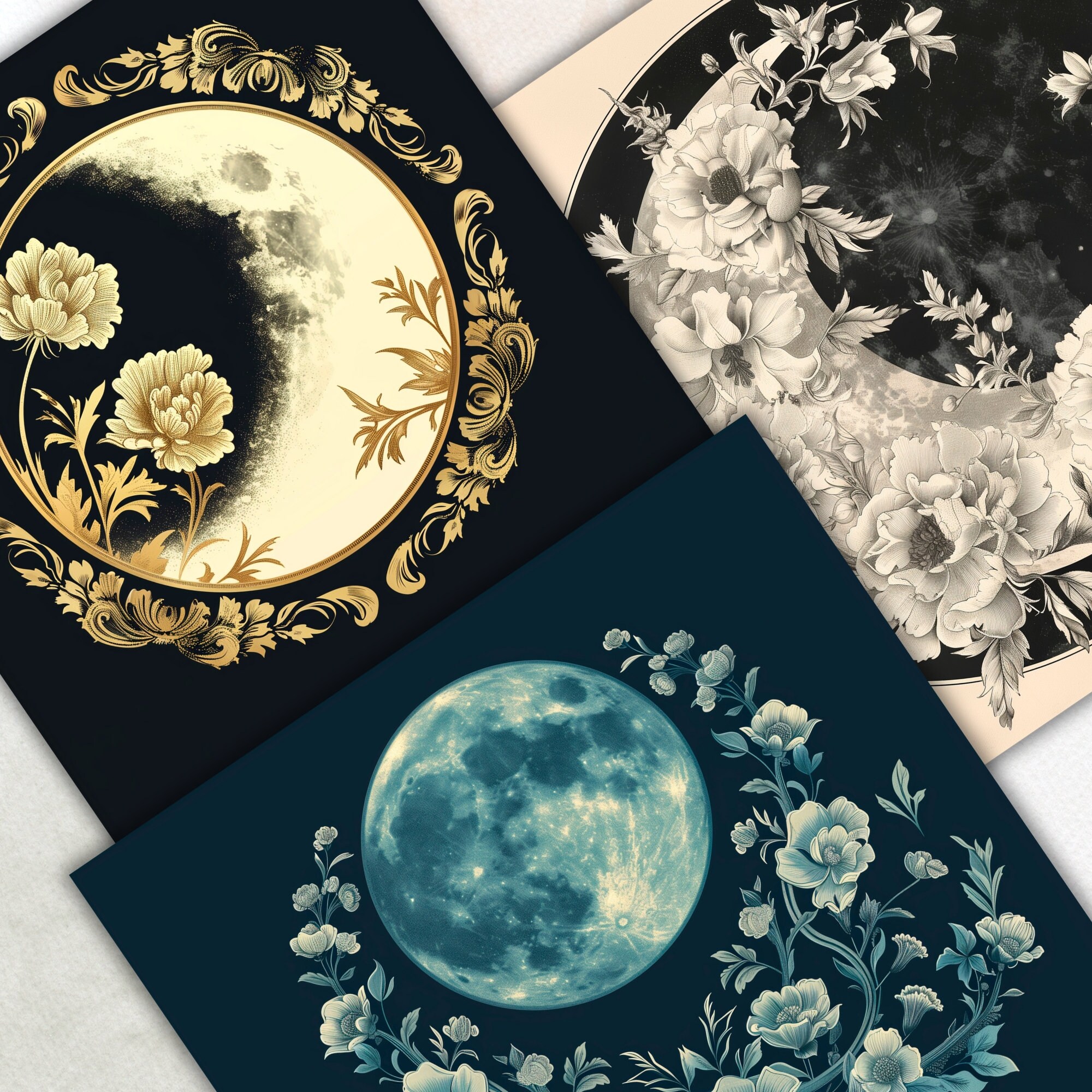 Enchanted Moon Digital Cards, Download Celestial Printable Scrapbook ...