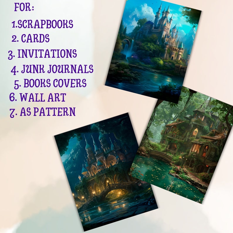 Enchanted Abode Digital Paper, Printable Fairy Castle Background ...