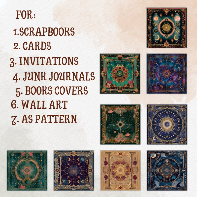 Magic Mandala and Moon, Download Moon Printable Scrapbook Paper ...