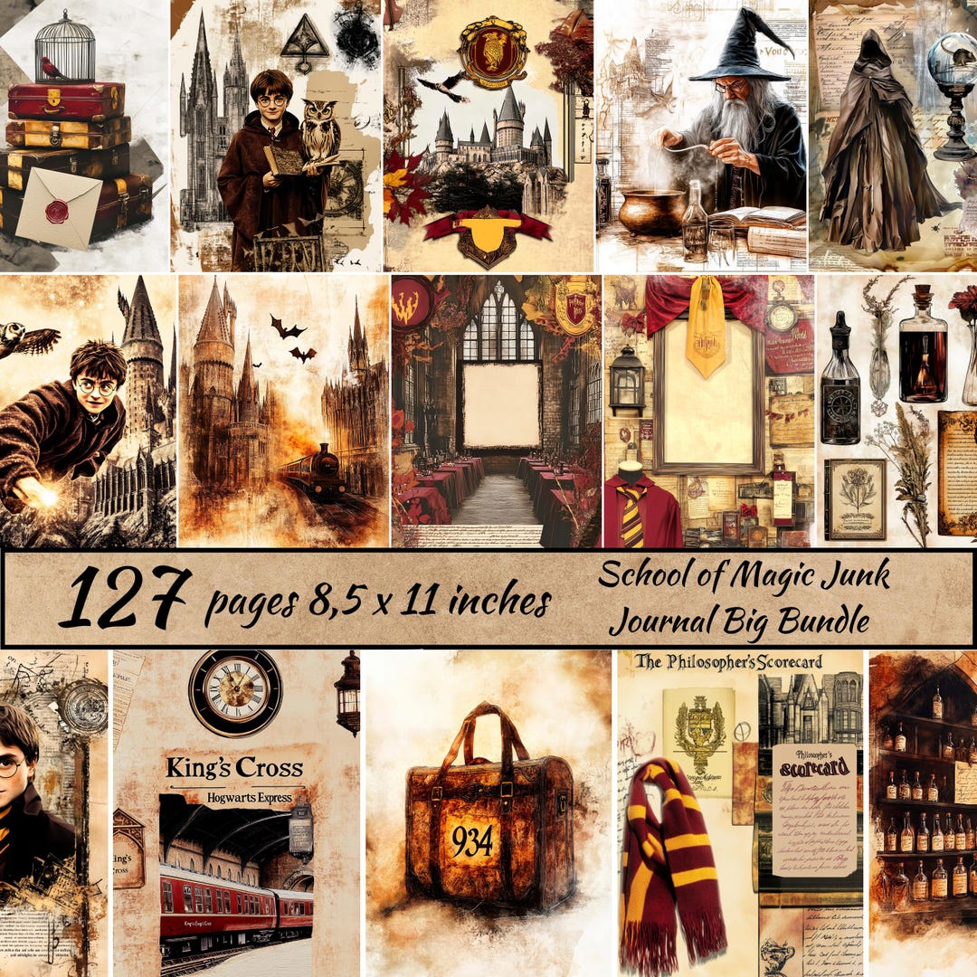 Wizard Junk Journal Big Bundle, Printable Magic School Bundle, Magic ...