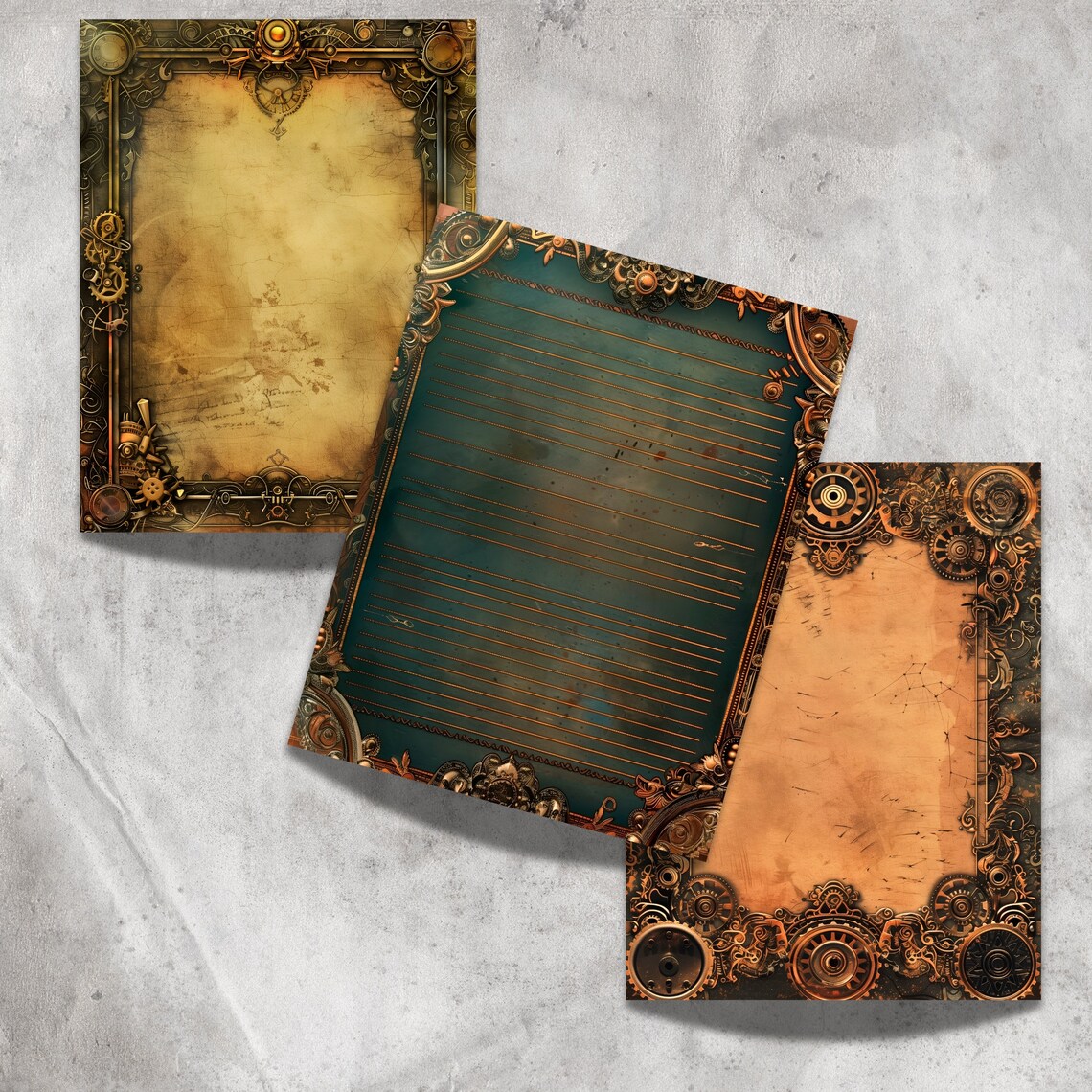 Steampunk Borders Paper, Digital Grunge Backdrops,printable, Industrial ...