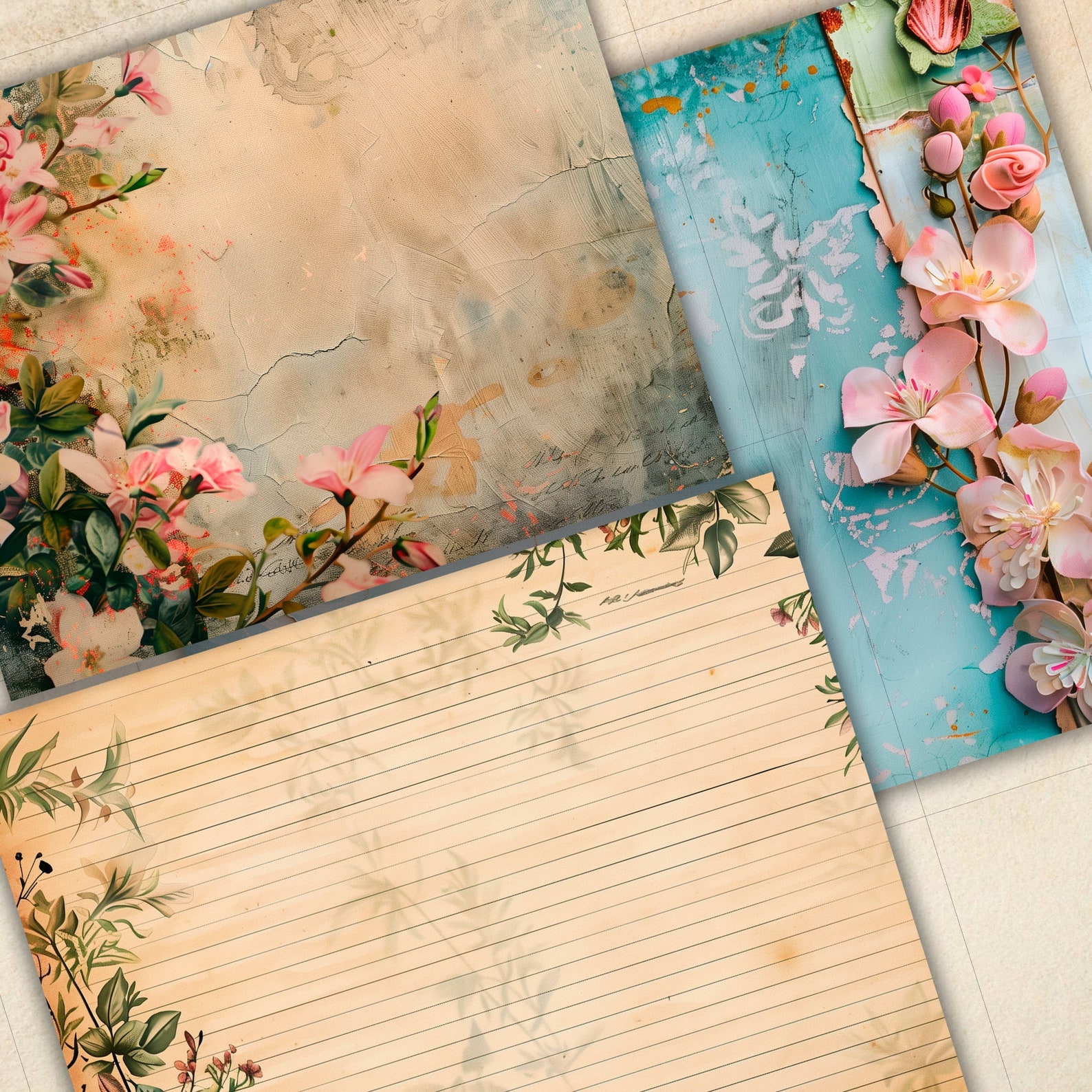 Vintage Flora Junk Journal Kit, Printable Flora Scrapbook Supply ...