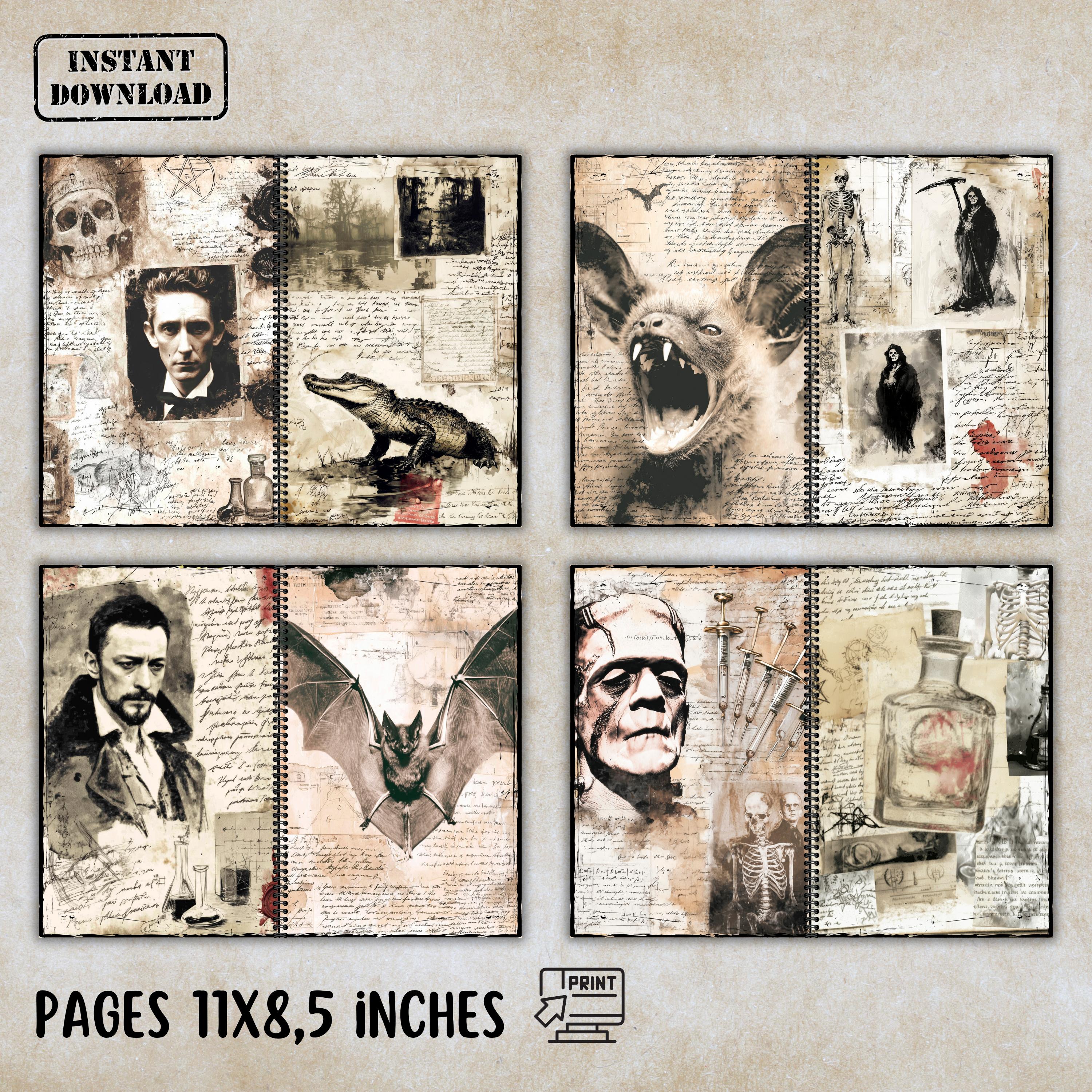 Monster Ephemera Junk Journal Kit, Grimoire Page, Horror Junk Journal ...
