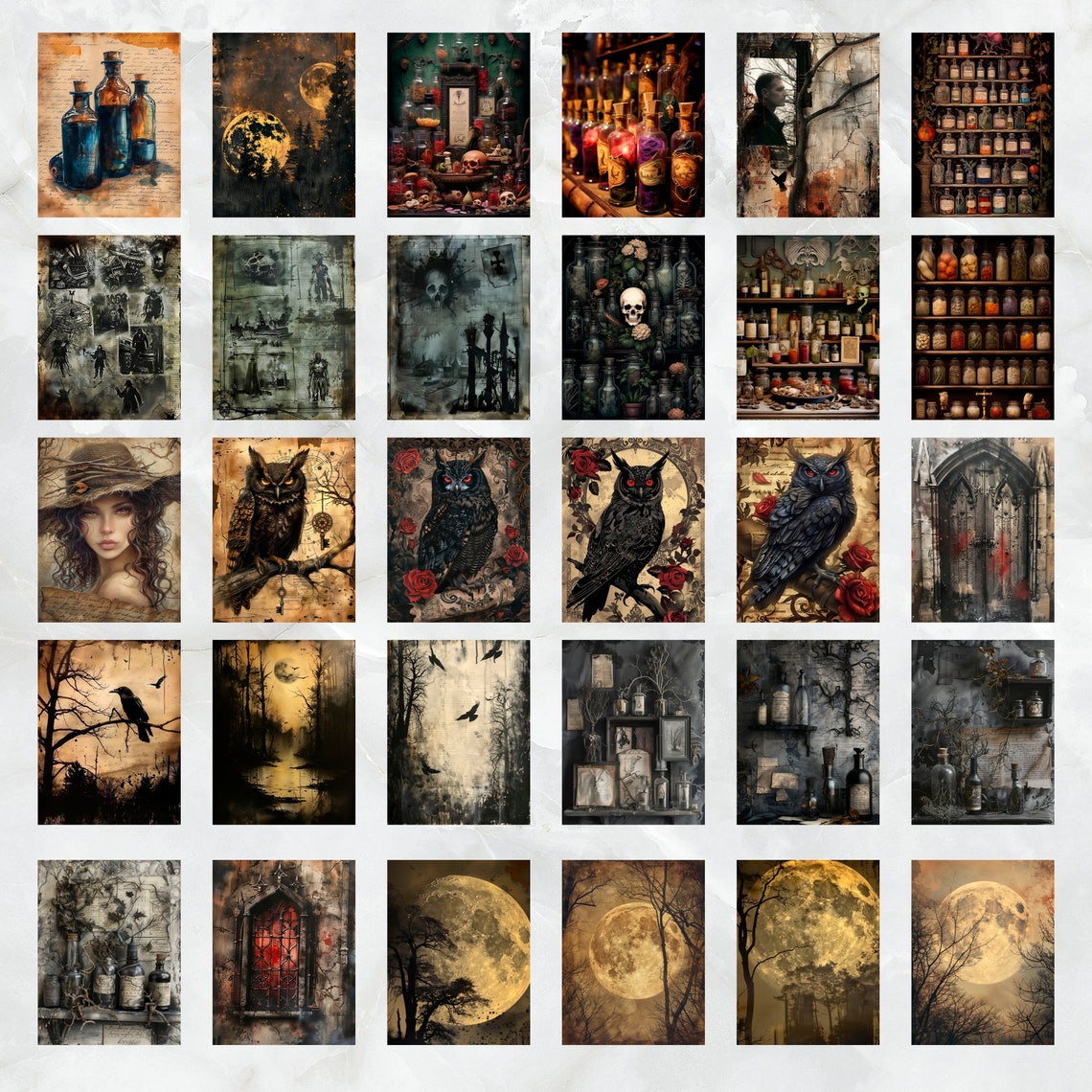 Big Bundle Dark Fantasy Journal Page, Dark Creepy Forest, Halloween ...