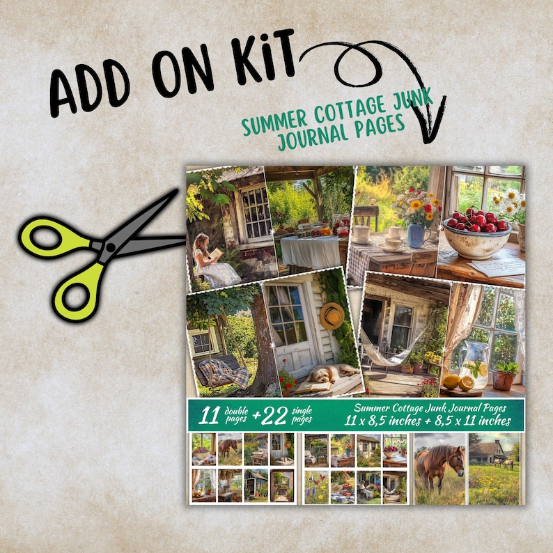 Printable Summer Junk Journal Folio Kit, Lace Ephemera, Distressed ...