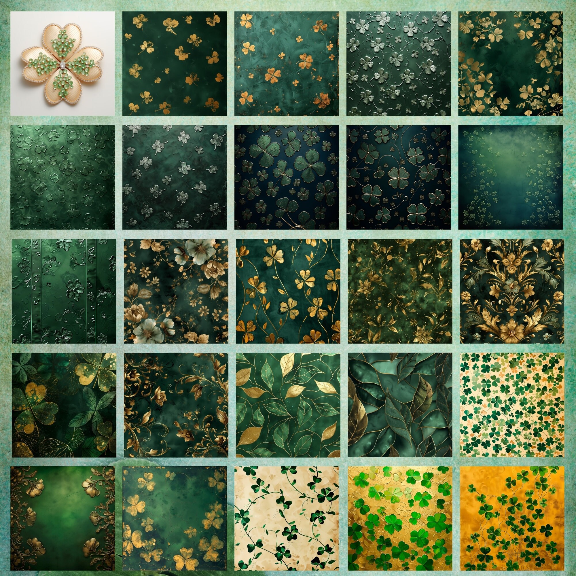 Digital Paper St.patricks Day, Decoupage Printable Clover, Scrapbooking ...