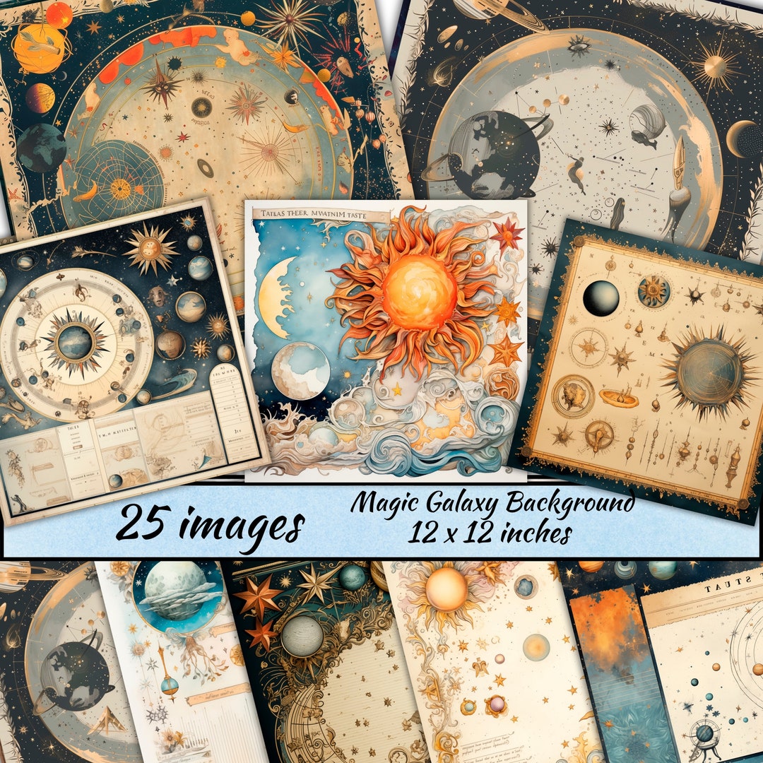 Magic Galaxy Digital Paper, Background Bundle, Download Zodiac ...
