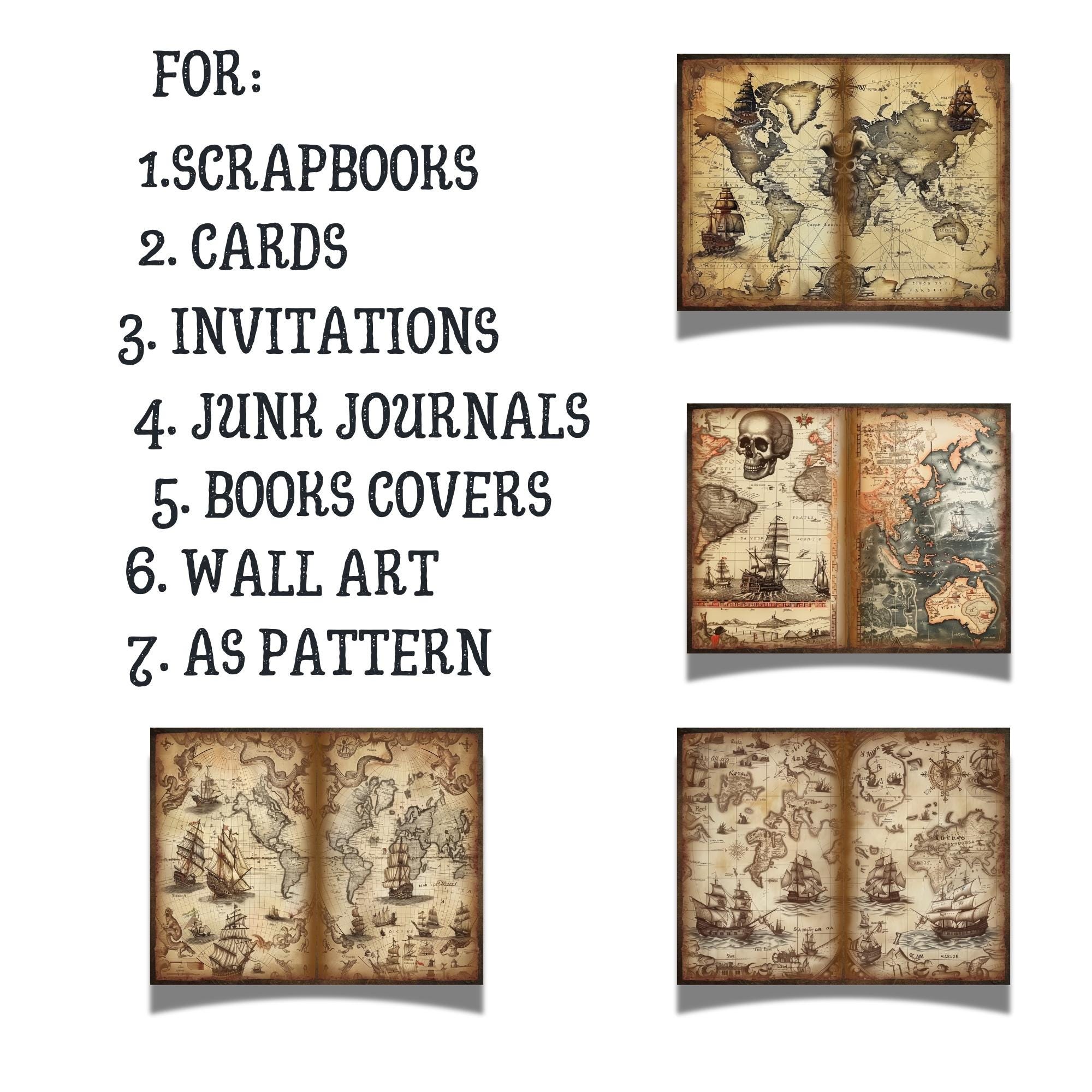 Vintage Pirates Junk Journal Pages, Nautical Junk Journal, Pirates Ship ...