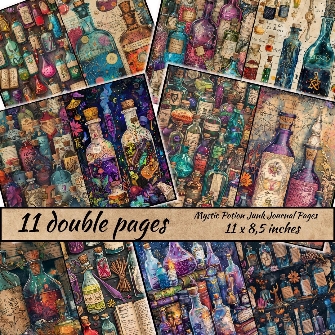 Mystic Potion Junk Journal Pages, Witch Apothecary Digital Scrapbook ...