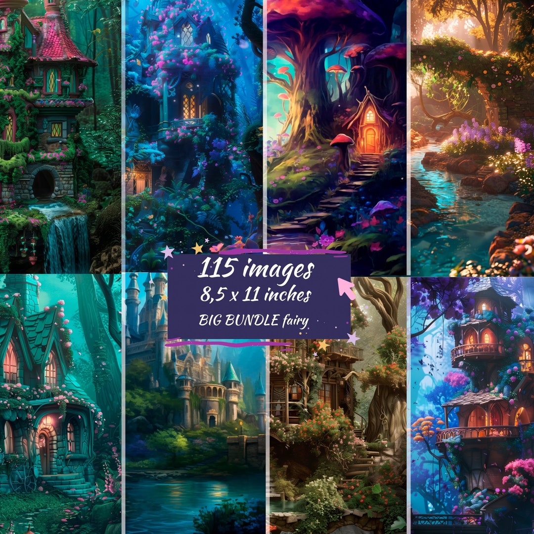 Big Bundle Fairy Digital Paper, Printable Fairy Forest Background ...
