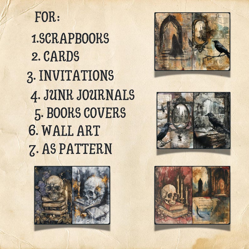Spooky Gothic Junk Journal Pages, Scrapbook Kit, Journaling Supplies ...