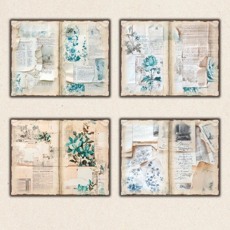 Vintage Floral Junk Journal Folio Kit, Shabby Chic Junk Journal ...