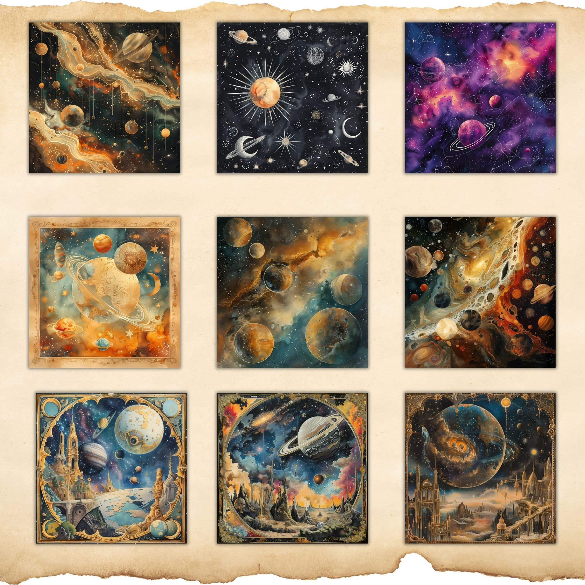 Magic Celestial Digital Paper, Download Celestial, Printable Galaxy ...