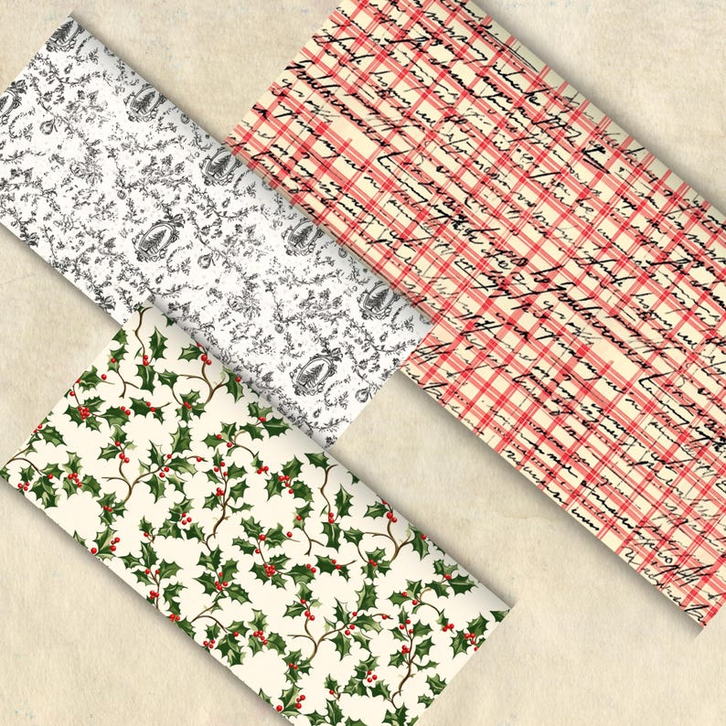 Vintage Christmas Digital Paper: Seamless Holiday Patterns (12x12in ...