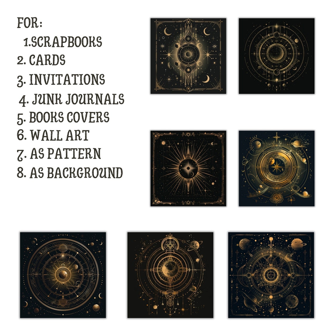 Celestial Galaxy Digital Paper, Download Moon Printable Scrapbook Paper ...