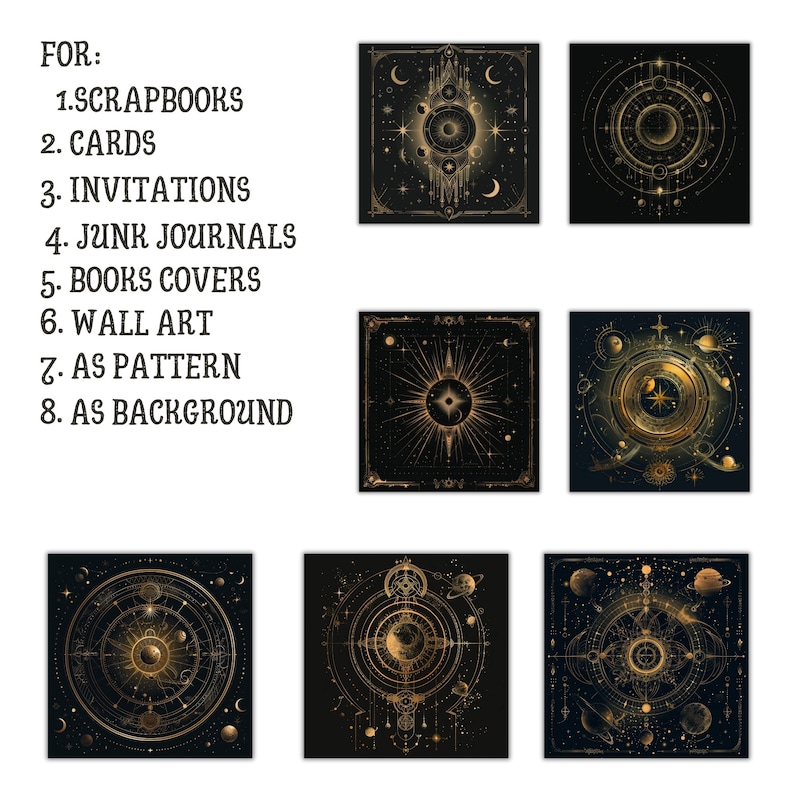 Celestial Galaxy Digital Paper, Download Moon Printable Scrapbook Paper ...