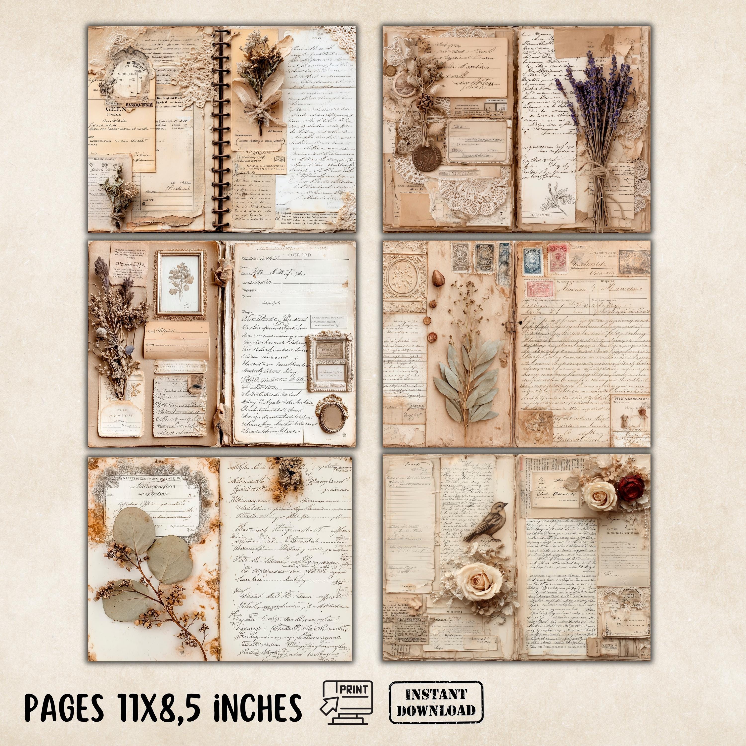 Basic Vintage Junk Journal Pages, Grunge Junk Journal Kit, Neutral ...