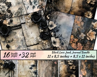 Dark Lace Junk Journal Printable Pages Purple Floral Lace Collage ...