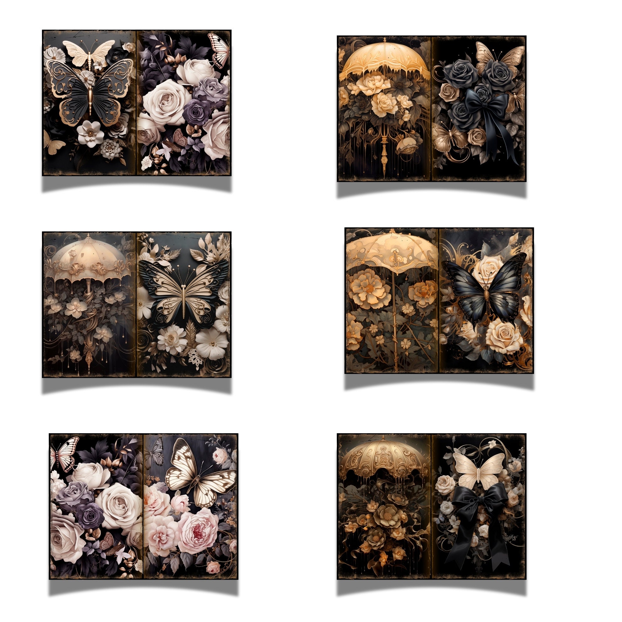 Butterfly Junk Journal Pages, Floral Scrapbook Paper, Printable Collage ...