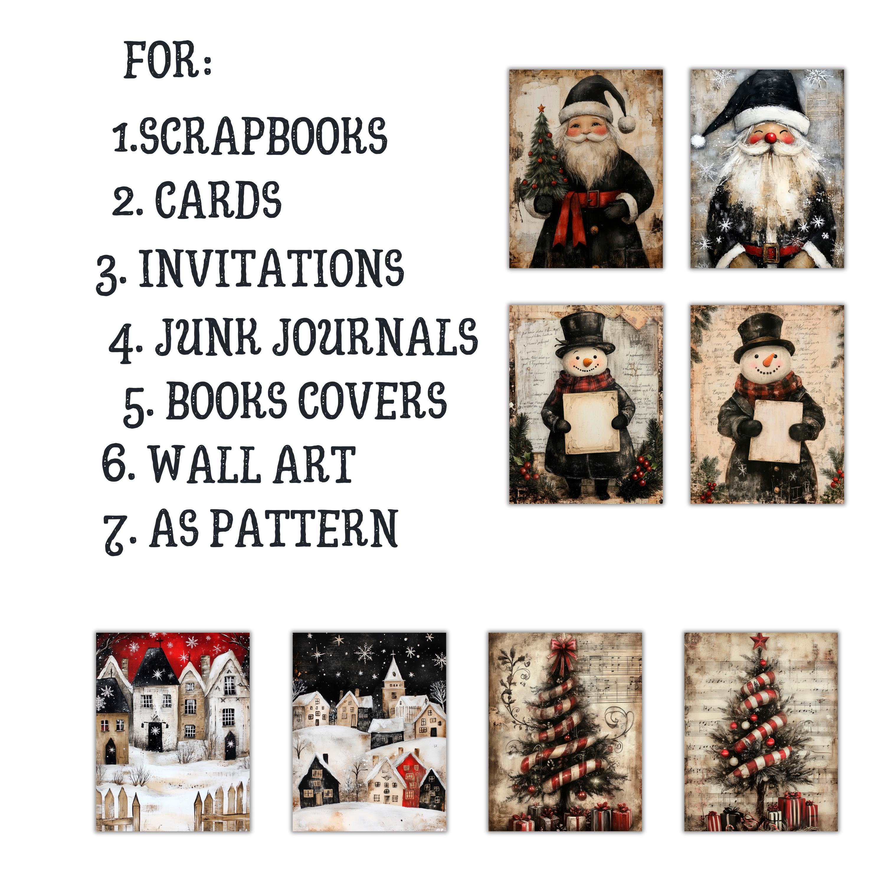 Whimsical Christmas Printable Junk Journal Kit, Digital Scrapbook ...