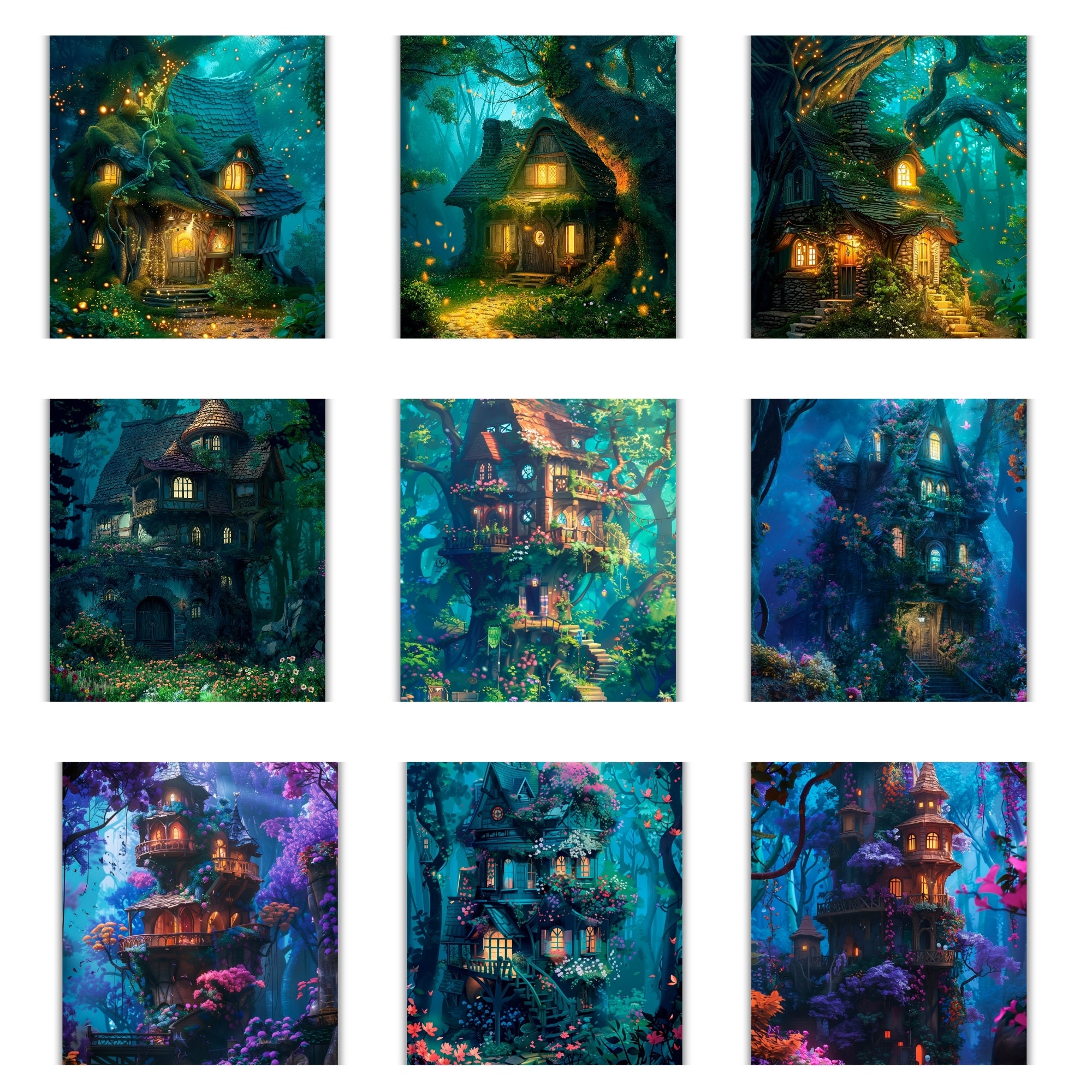 Enchanted Abode Digital Paper, Printable Fairy Castle Background ...