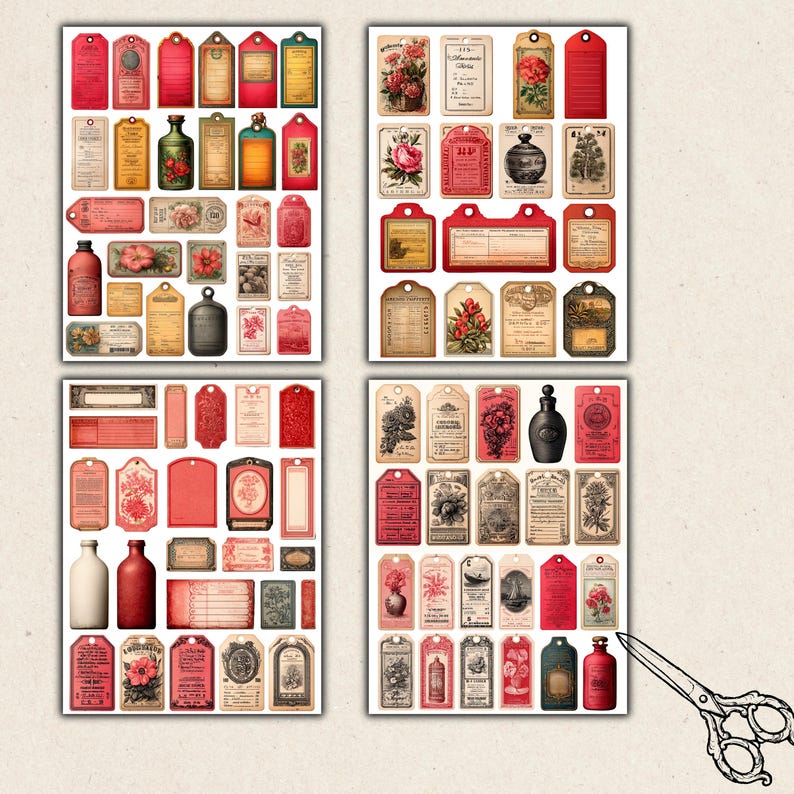 Old Labels, Tags and Ephemera for Folio Kit, Vintage Fussy Cut, Junk ...