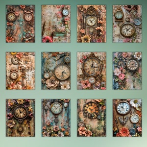 Vintage Clocks Junk Journal Paper, Victorian Printable, Mechanical ...