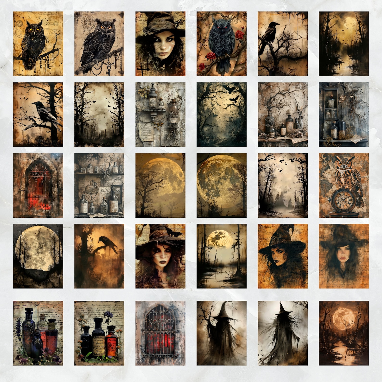 Big Bundle Dark Fantasy Journal Page, Dark Creepy Forest, Halloween ...