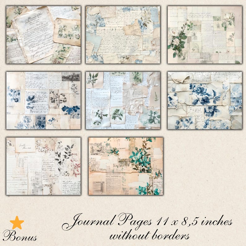 Vintage Floral Junk Journal Folio Kit, Shabby Chic Junk Journal ...